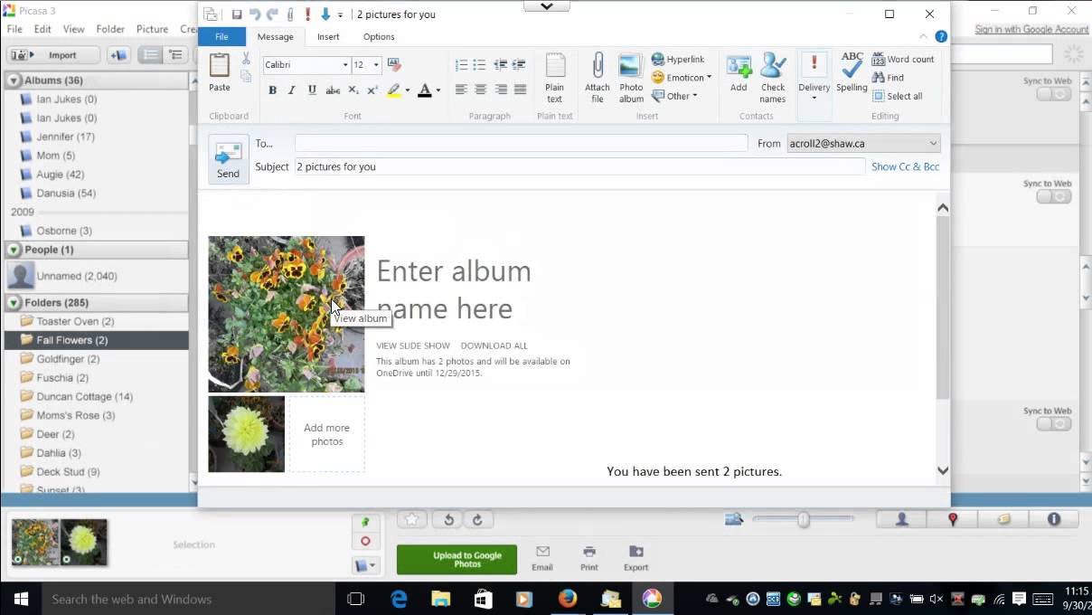 Emailing Photos from Picasa via Windows Live Mail as True Attachments ...