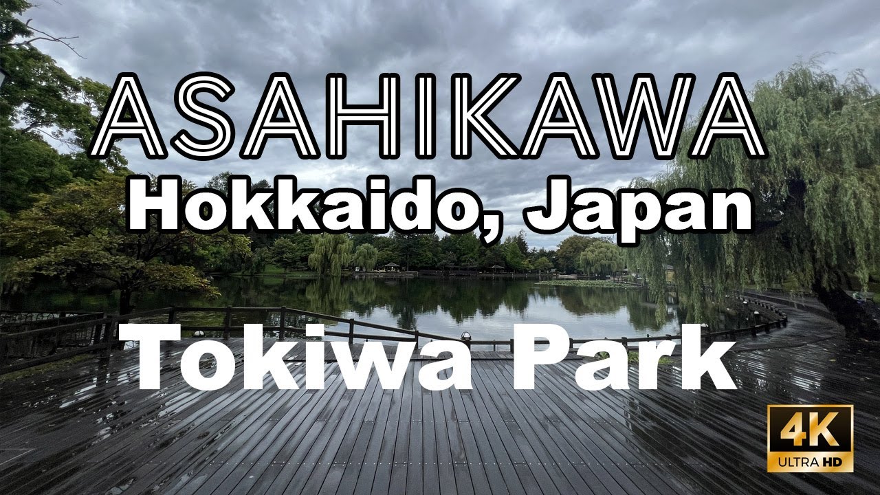Peaceful walk in Tokiwa Park in Asahikawa Hokkaido Japan. Relaxation ...