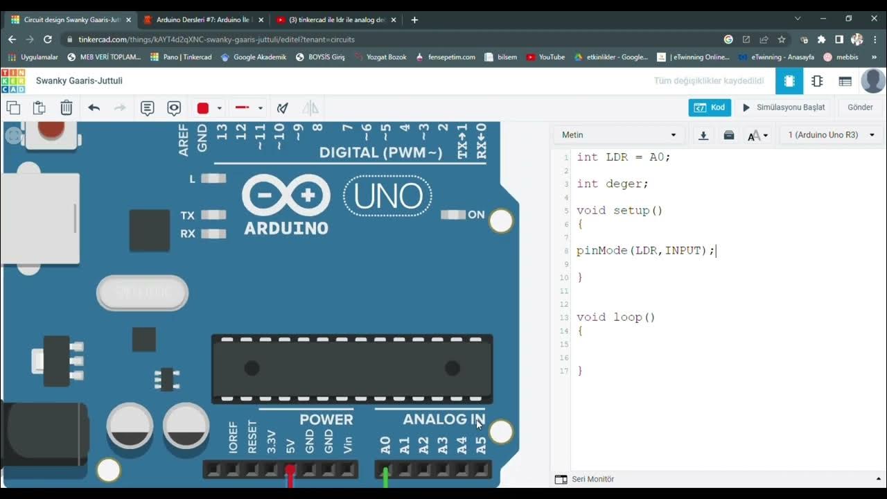 Tinkercad İle Arduino Ders 7 LDR Kullanımı - YouTube