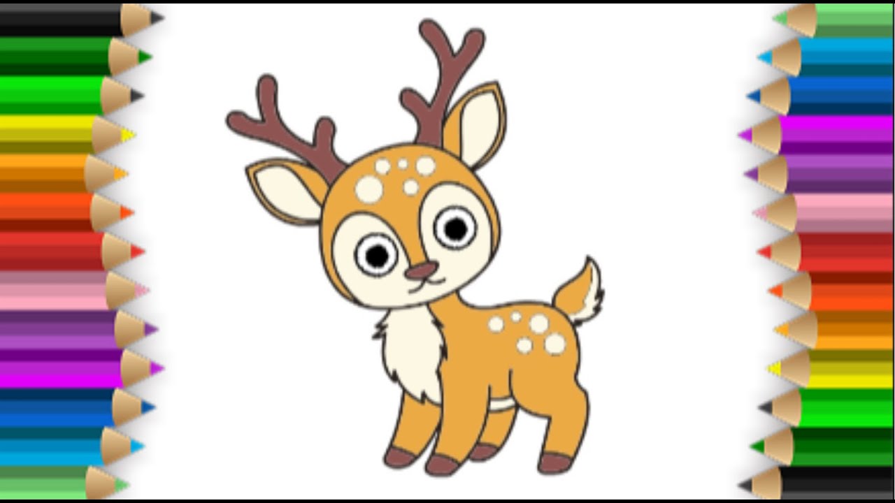 how to draw and color a deer/ belajar menggambar dan mewarnai rusa ...