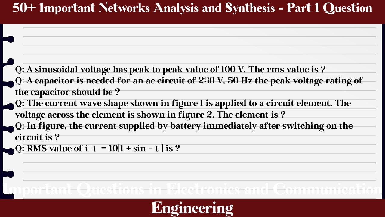 MCQ Questions Networks Analysis and Synthesis - Part 1 with Answers ...