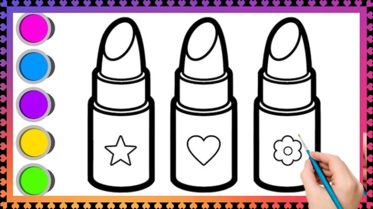 How to draw a lipsticks 💄for children and toddlers|| Makeup drawing ...