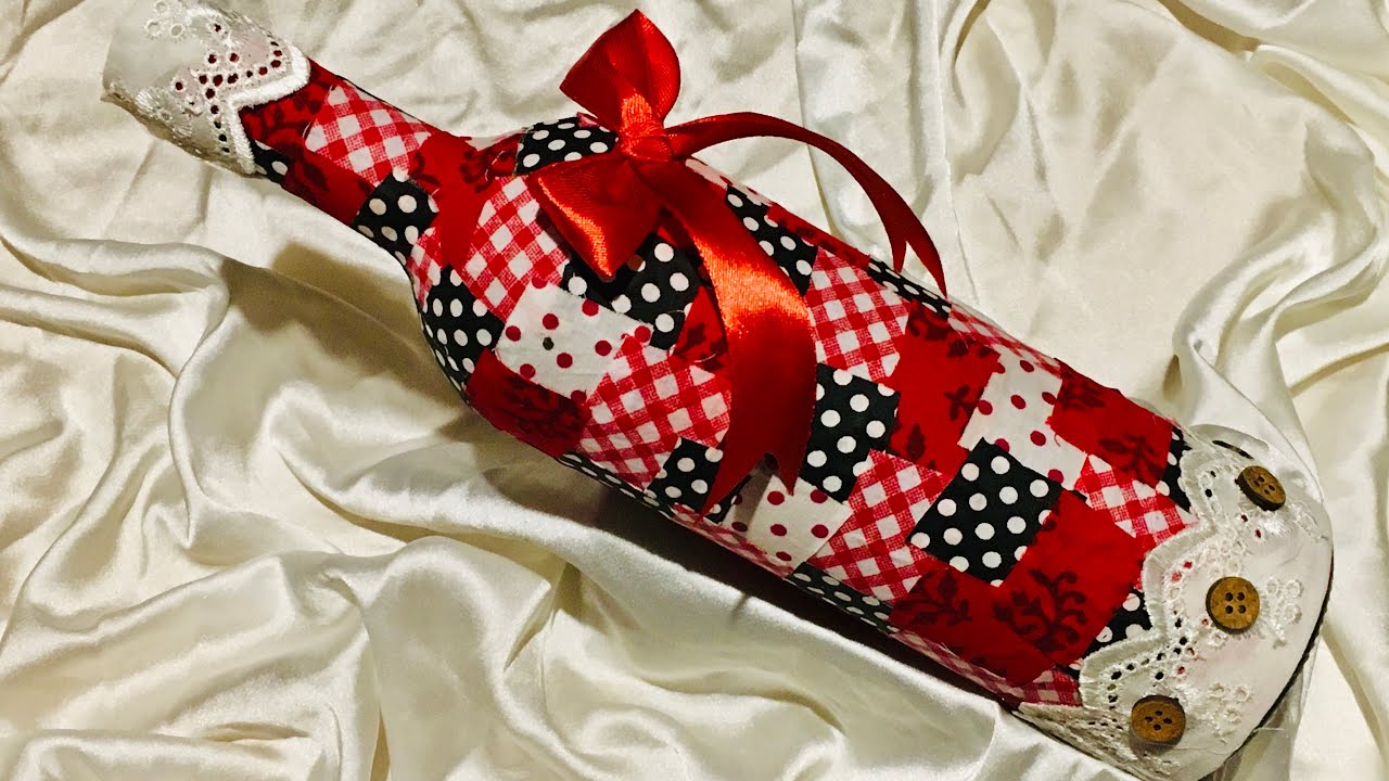 Patchwork bottle art - YouTube