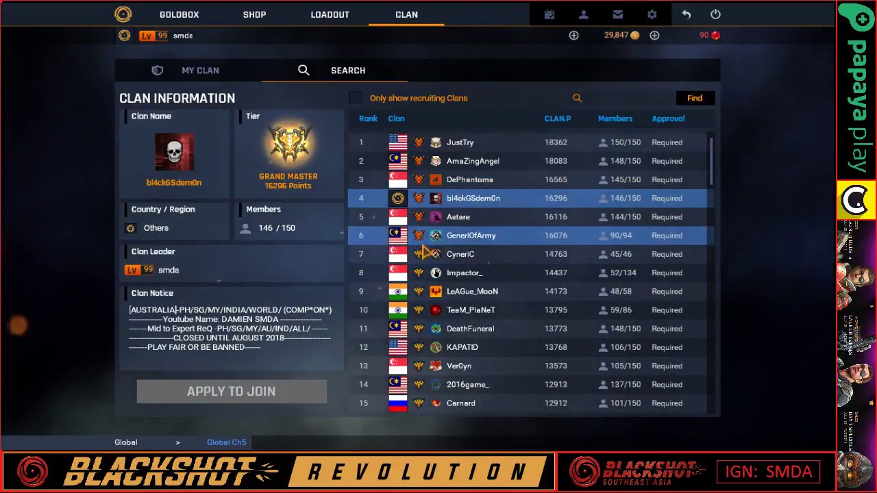 TOP 10 Clans Current Comp Season 1 - BlackShot: Revolution - SEA ...
