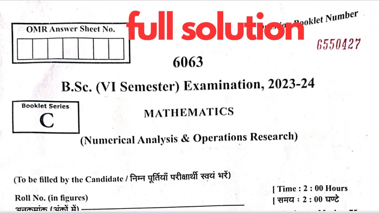 6th sem bsc , question paper solution ( numerical analysis & operation ...