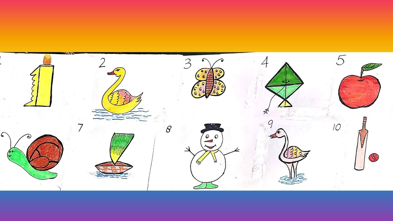 How to draw pictures using Numbers 1 to 10/Numbers drawing easy ...