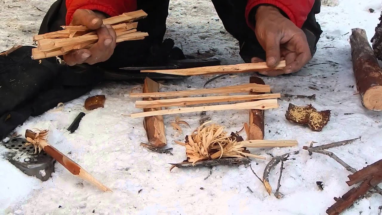 Winter Bushcraft: The One Stick Fire - YouTube
