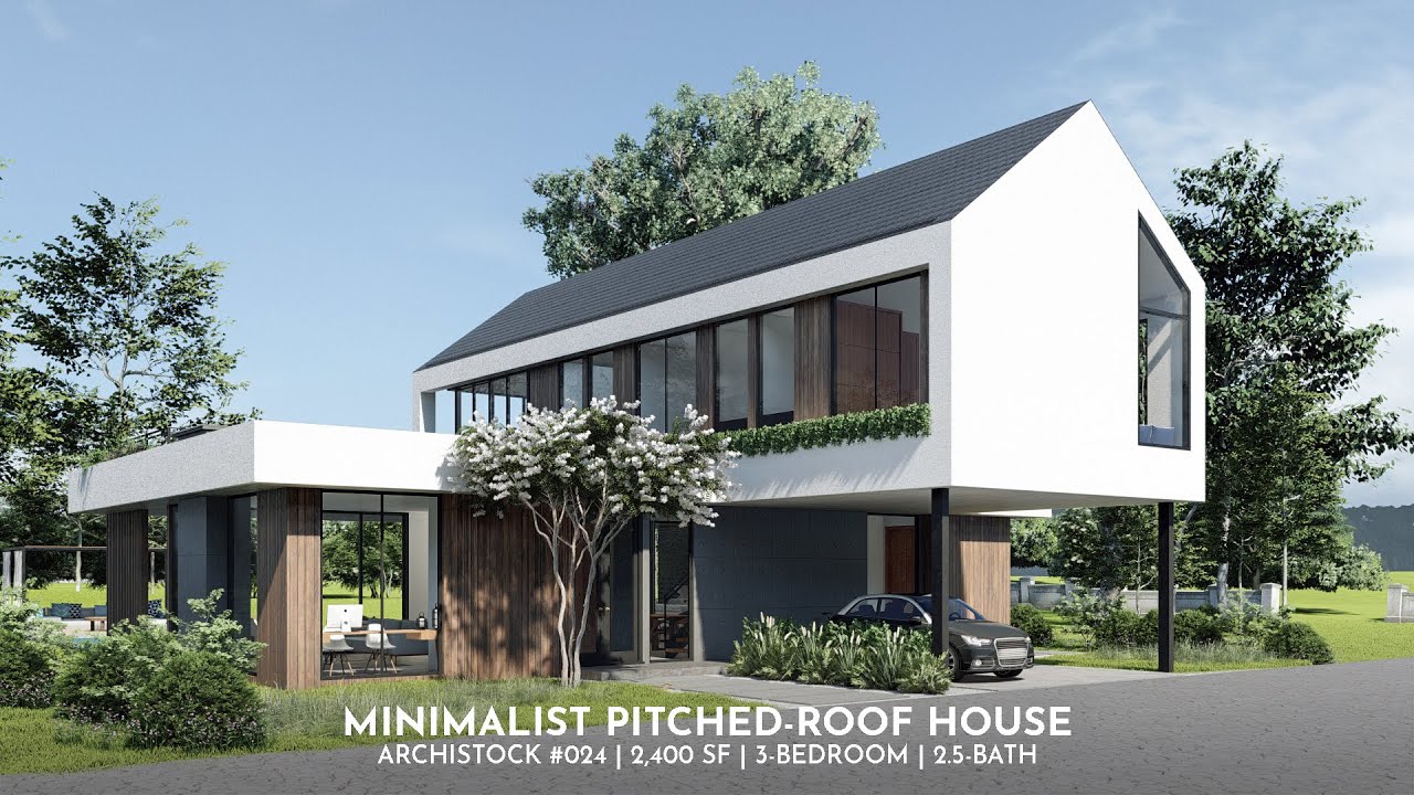 2,400 sq ft Minimalist Pitched-Roof House | 3-Bed, 2.5-Bath - YouTube