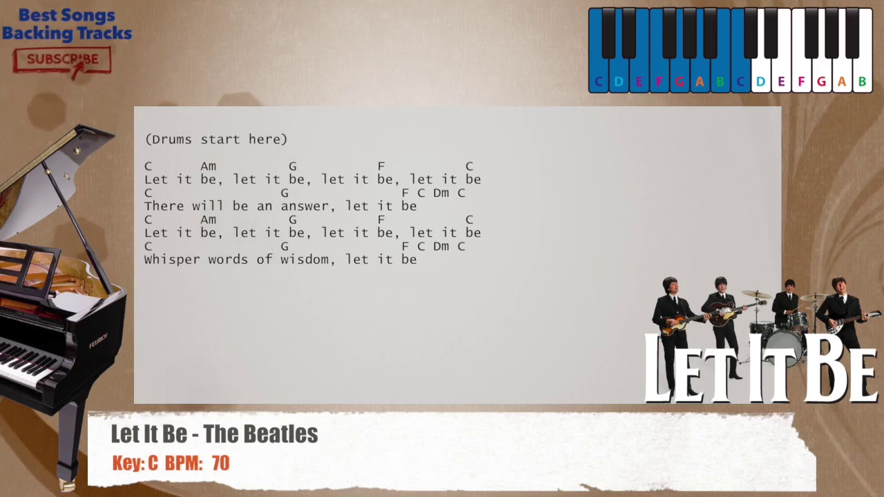 🎹 Let It Be - The Beatles Piano Backing Track with chords and lyrics ...