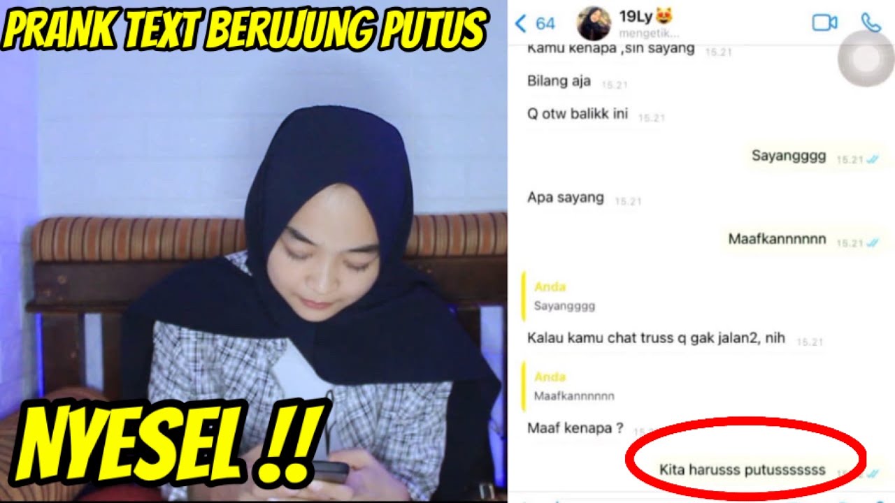 PRANK TEXT PUTUSIN PACAR,EH DIA NGIRANYA BENERAN 😱AUTO PUTUS BENERAN ...