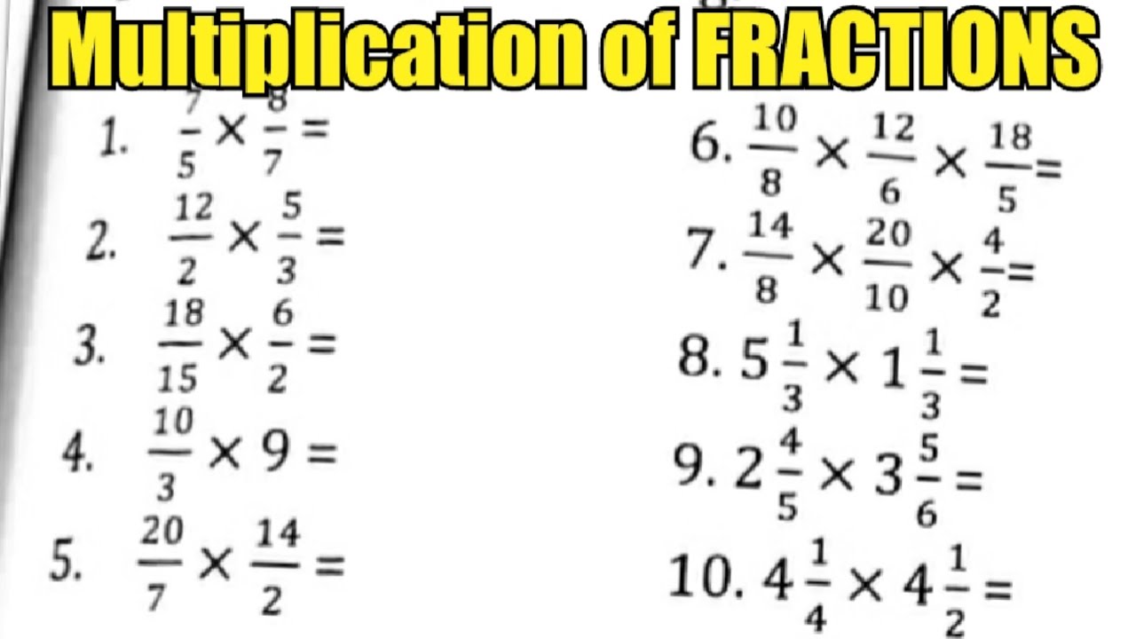 Multiplication of FRACTIONS to whole numbers, mixed numbers - YouTube
