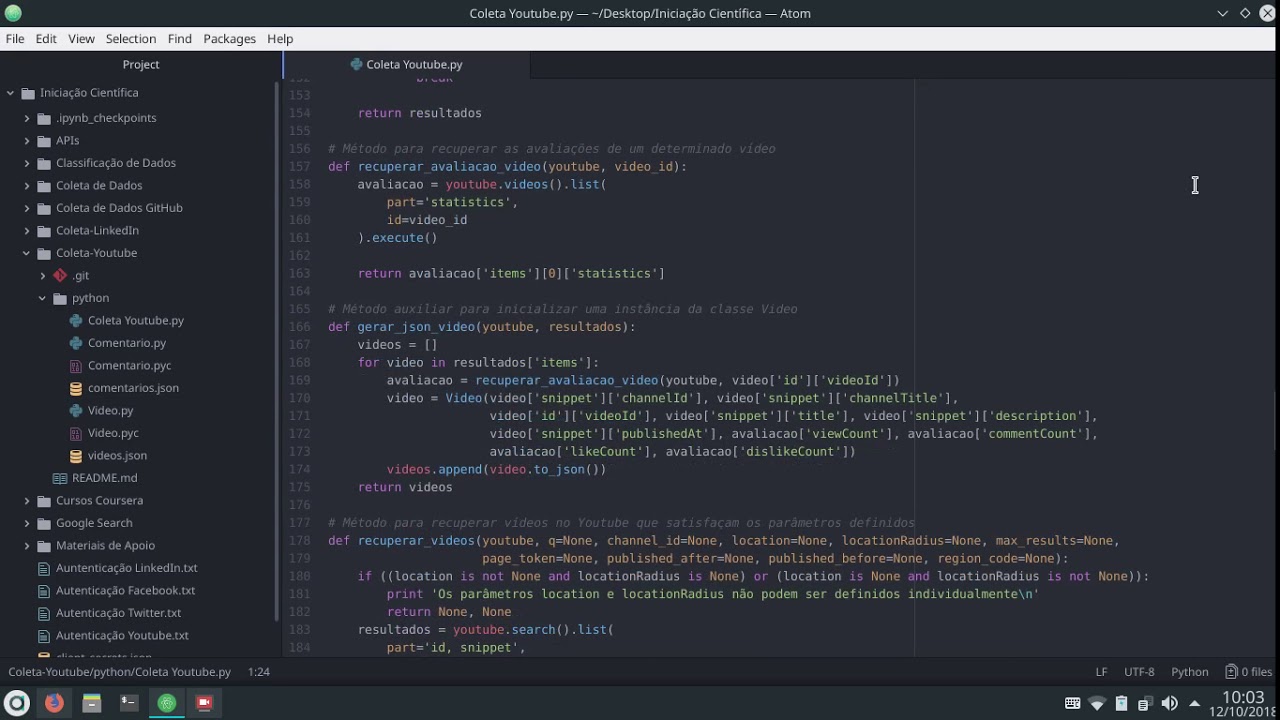 Youtube Data API v3 - Teste de comentários - YouTube