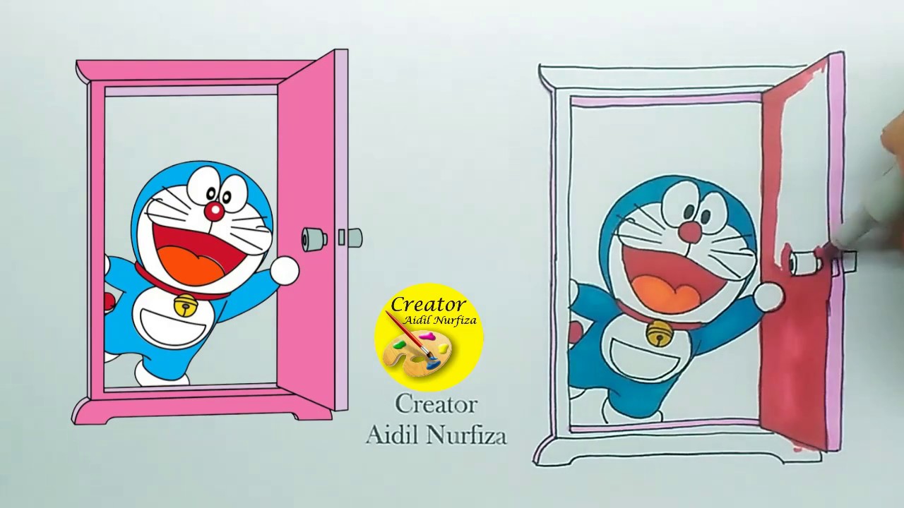 Drawing and Colouring Doraemon open Door Action - YouTube