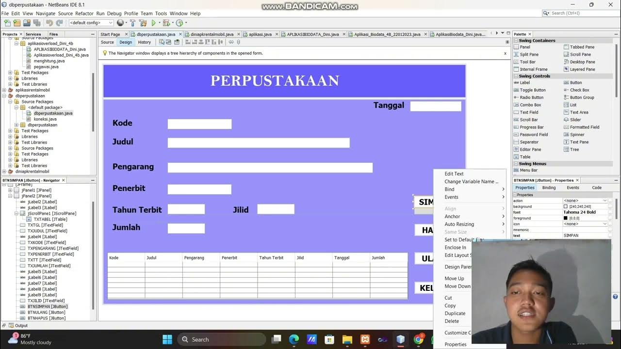 tutorial membuat aplikasi perpustakaan menggunakan java netbeanss & localhost - YouTube