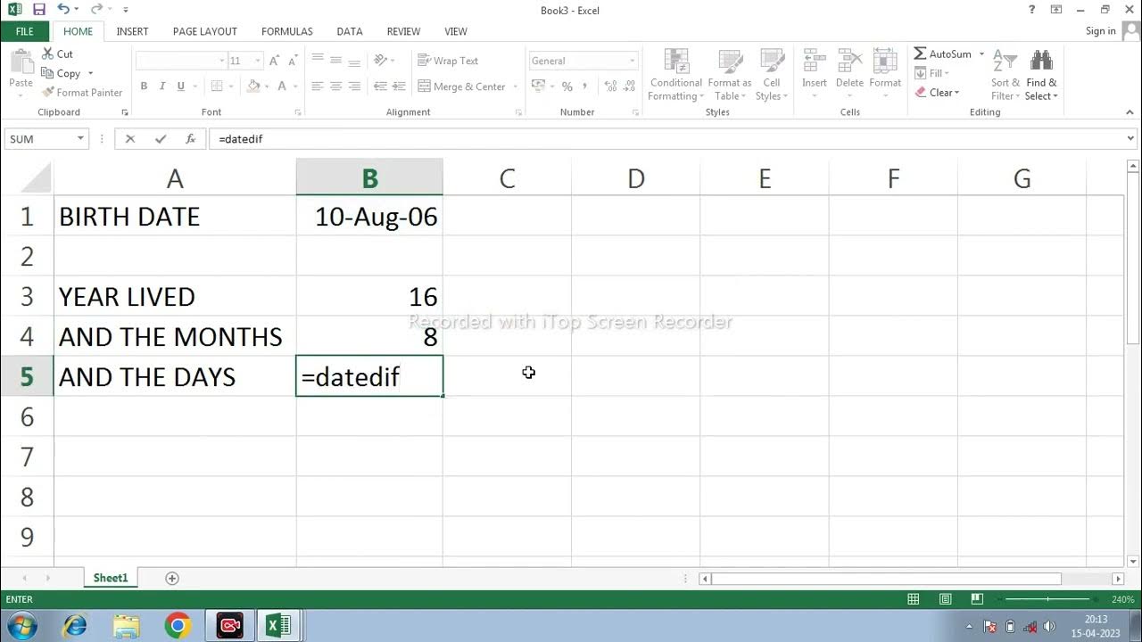 How to use DATEDIF Formula in Excel || How to calculate age from date ...