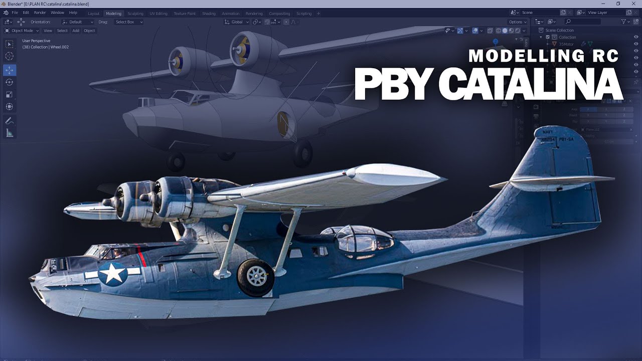 Modelling PBY Catalina for RC model build in Blender (Timelapse) - YouTube
