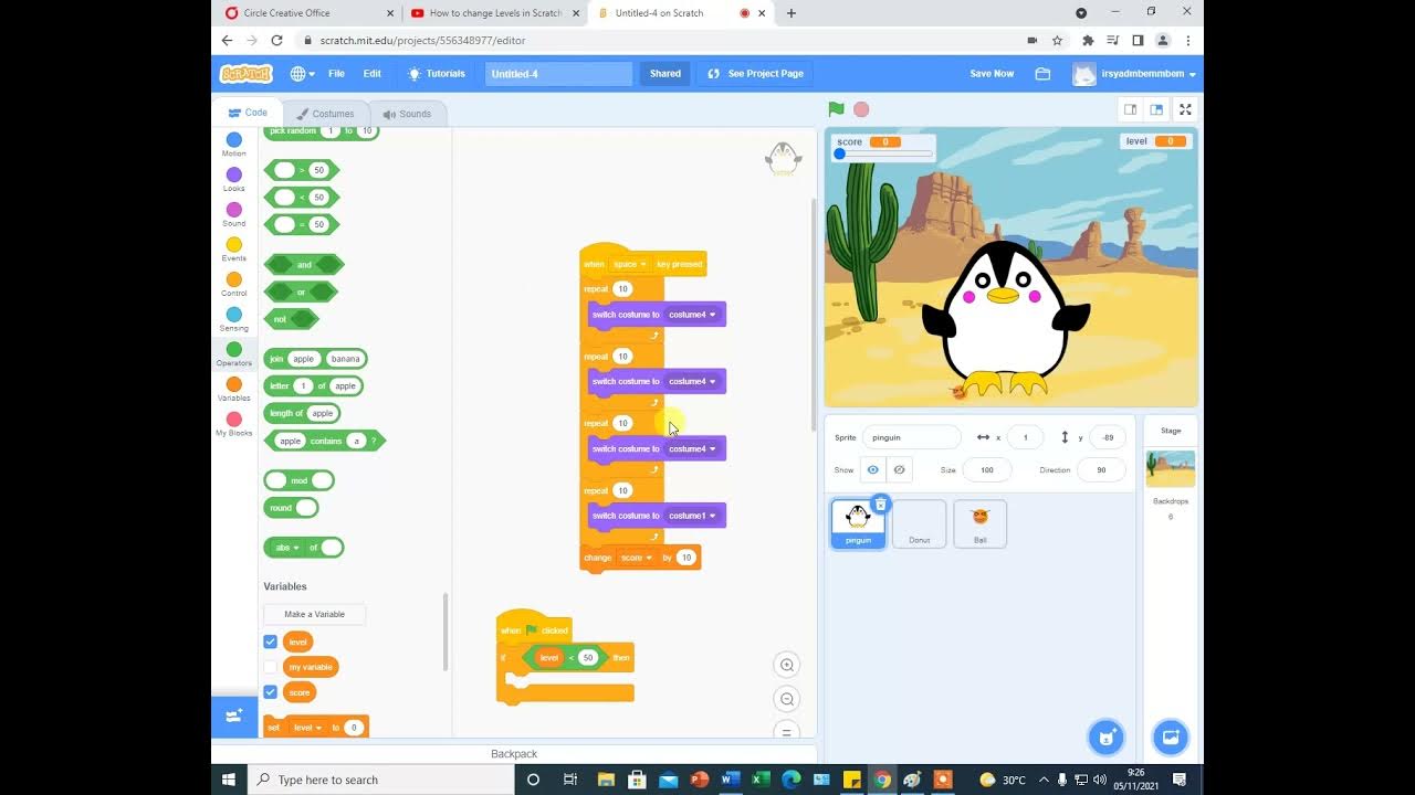 menambahkan level di scratch - YouTube