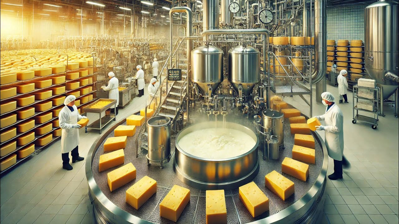 How Millions of Cheddar Blocks Are Made in Factories | Cheese Factory ...