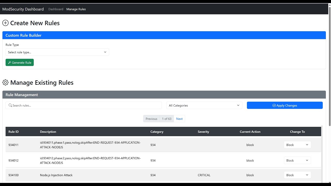 Modsecurity Dashboard new Feature to Add custom rules from UI Demo ...