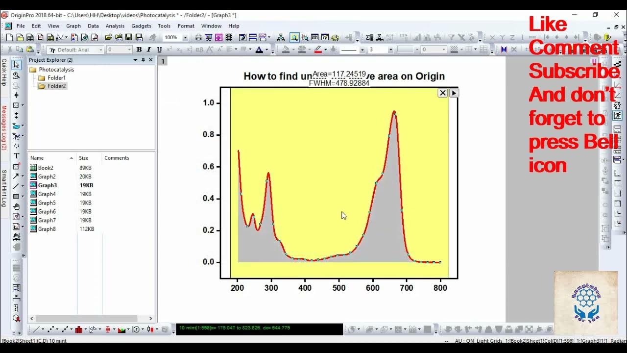 How to find area under the curve using origin - YouTube