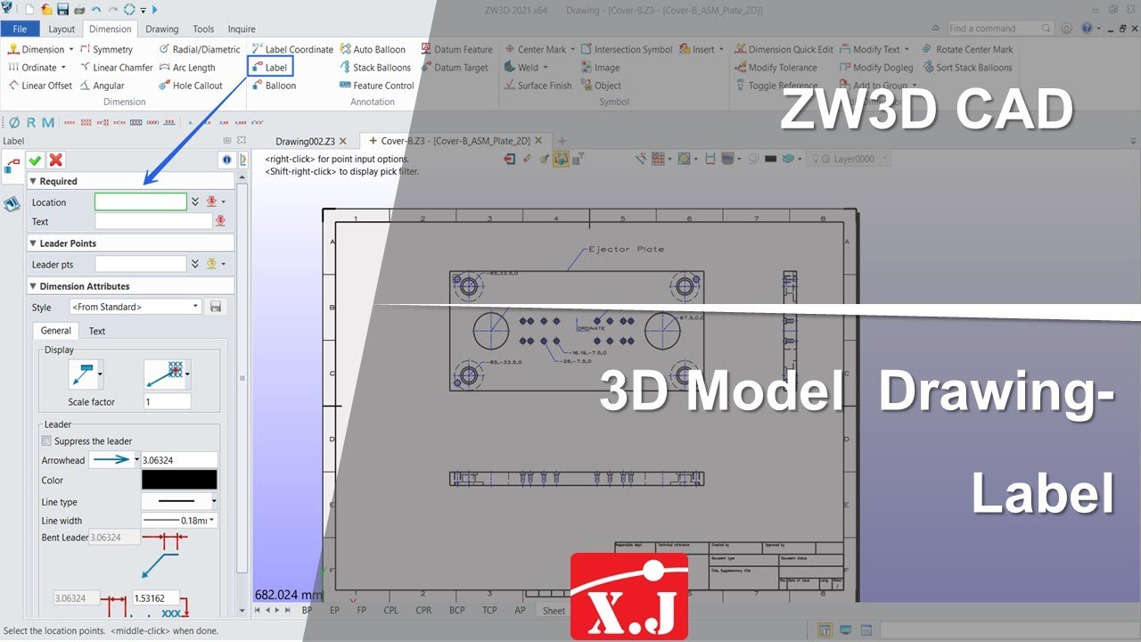 ZW3D คู่มือ สอนการใช้งาน Drawing - Dimension - Label - YouTube