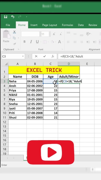 Excel Formula 🔥🔥 Excelformula Exceltech Viral Ytshorts Shortsvideo