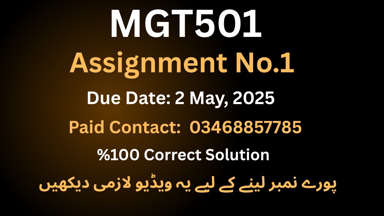 Mgt501 Assignment No.1 Solution 2025|mgt501 assignment no.1 |%100 ...