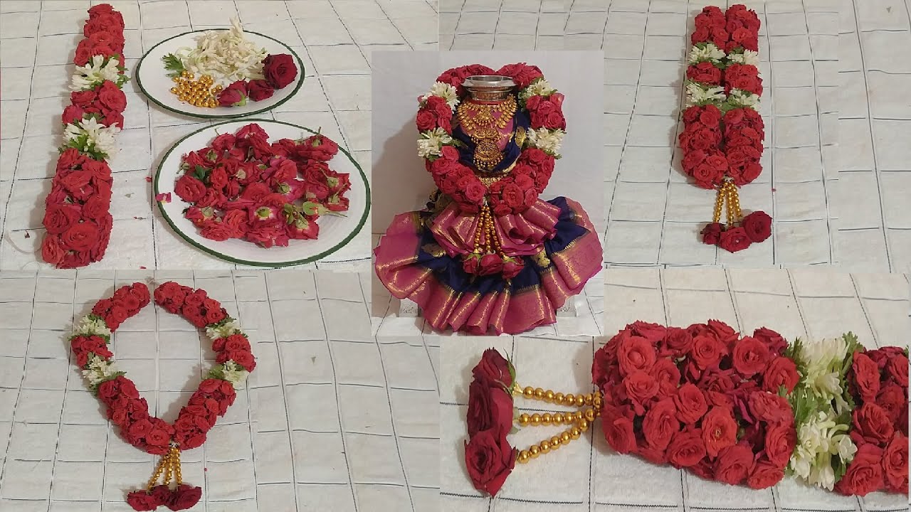 How to String Rose Flower Garland | Roja Poo Malai kattuvathu eppadi ...