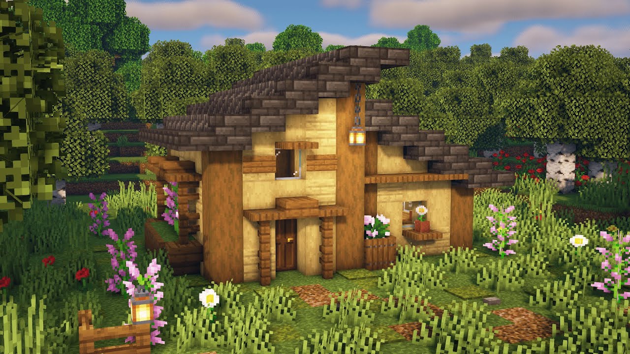 Minecraft | How to Build a Wooden Starter House | Build Tutorial - YouTube