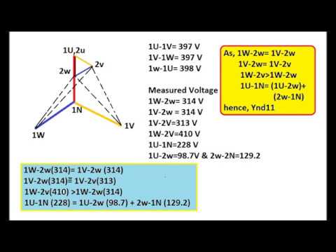 VECTOR GROUP TEST OF THREE PHASE TRANSFORMER Ynd1 & Ynd11 (Transformer ...