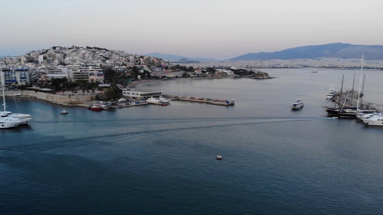 Zea Marina by Drone in the Evening | Bay of Zea | Piraeus | Greece | 4K ...