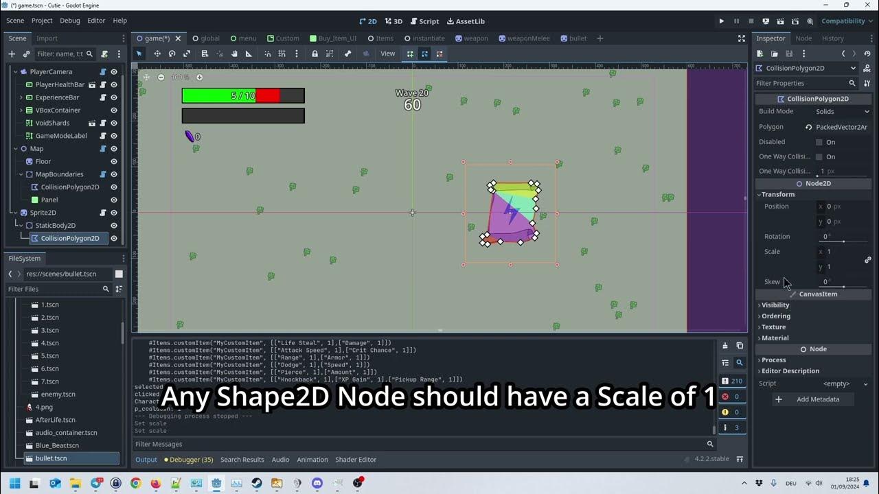 Scaling CollisionShape2D in Godot - YouTube