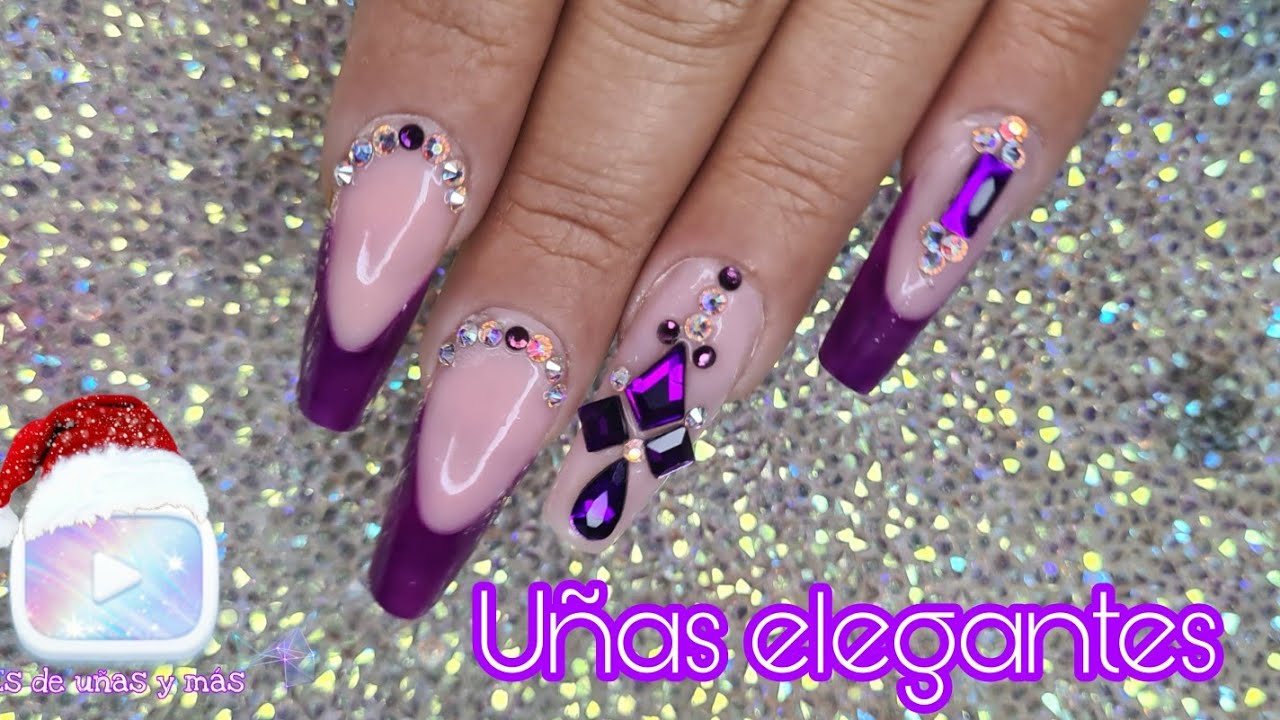 Uña Escultural Punta coffin paso a paso /diseño con cristales - YouTube