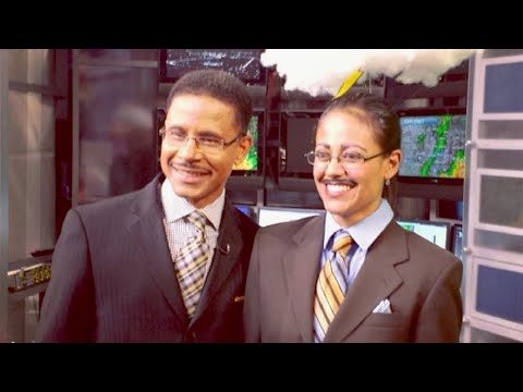 WFAA anchor Cynthia Izaguirre dresses up as WFAA meteorologist Greg Fields on Halloween (2013 ...