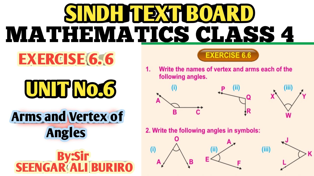Vertex and Arms of Angles | Exercise 6.6 Math class 4 | Math Grade 4 ...