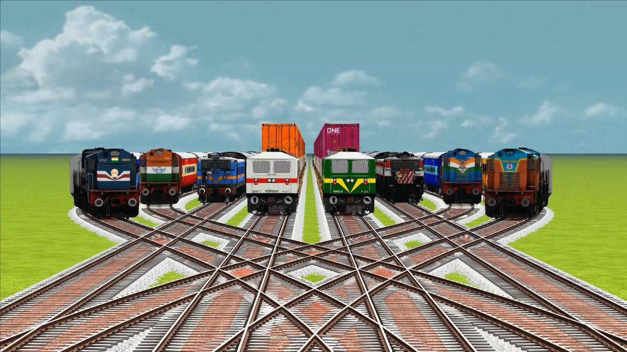 8 INDIAN TRAINS IMPOSSIBLE CROSSING AT EXTREMELY CURVED SHARP BEND ...