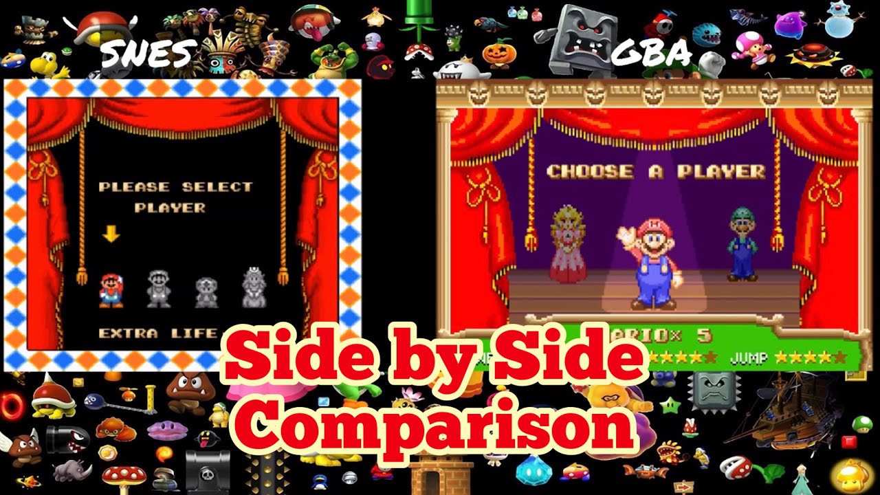 Super Mario Bros.2 Vs Super Mario Advance|SNES Vs GBA|Side by Side ...
