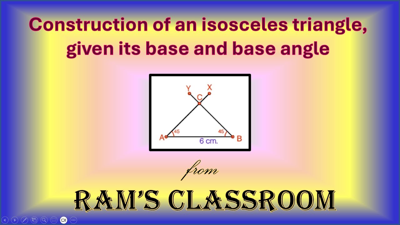 Construction of an isosceles triangle, given its base and base angle ...