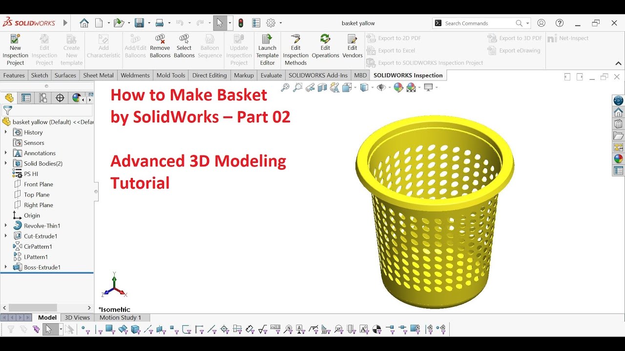 How to Make Basket by SolidWorks | Advanced 3D Modeling Tutorial - YouTube
