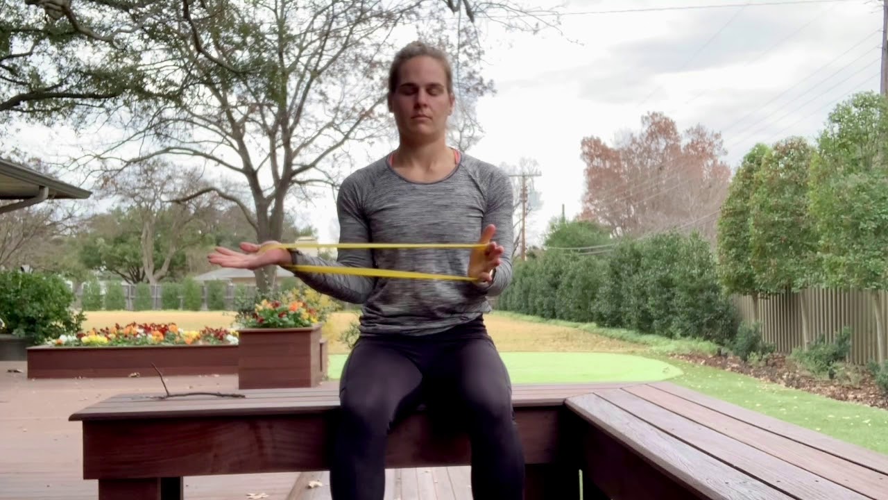 Seated Chin Tuck with Resisted Shoulder ER - YouTube