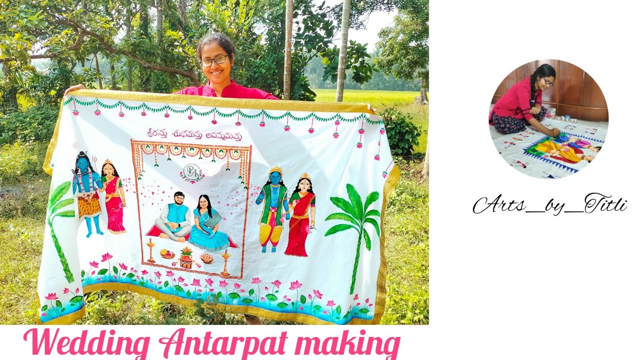 wedding antarpat painting || mandap making || fabric painting - YouTube
