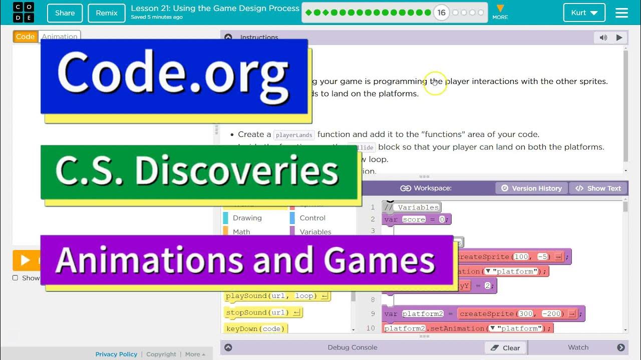 Code.org Lesson 27.15 Using the Game Design Process | Tutorial with Answers | Unit 3 CS ...