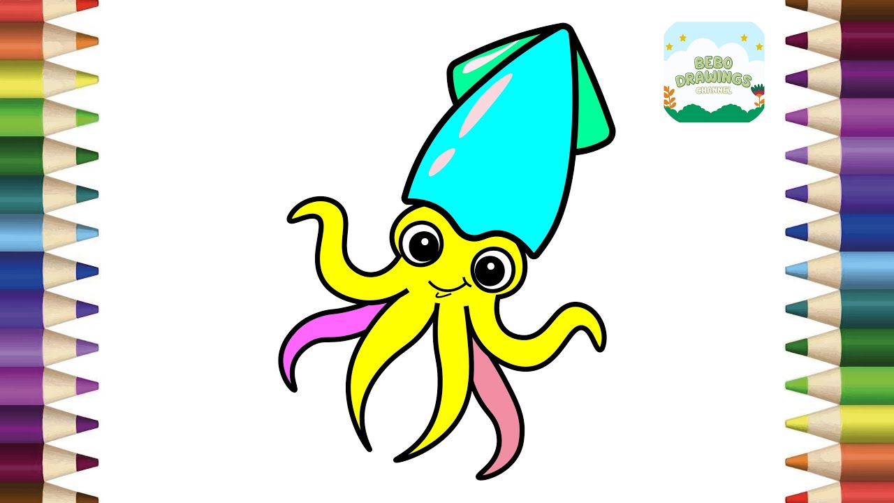 How To Draw A Funny Cartoon Squid | Draw Squid Easy Step By Step ...