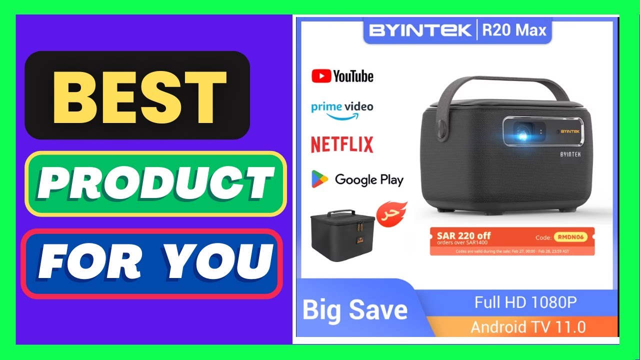 BYINTEK R20 Max Mini Projector 4K DLP Smart WiFi Android 11.0 LED - YouTube