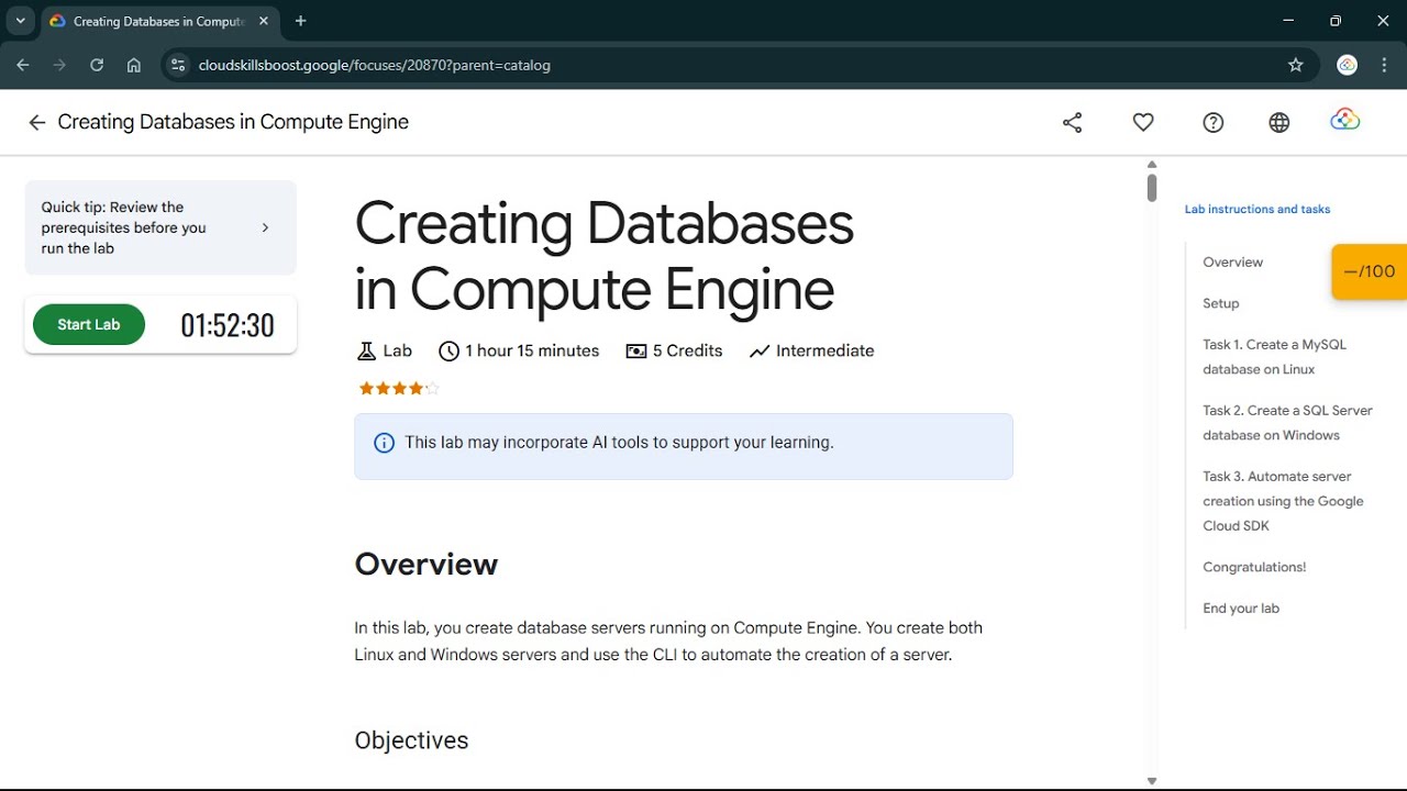 Creating Databases In Compute Engine Qwiklabs Coursera Youtube