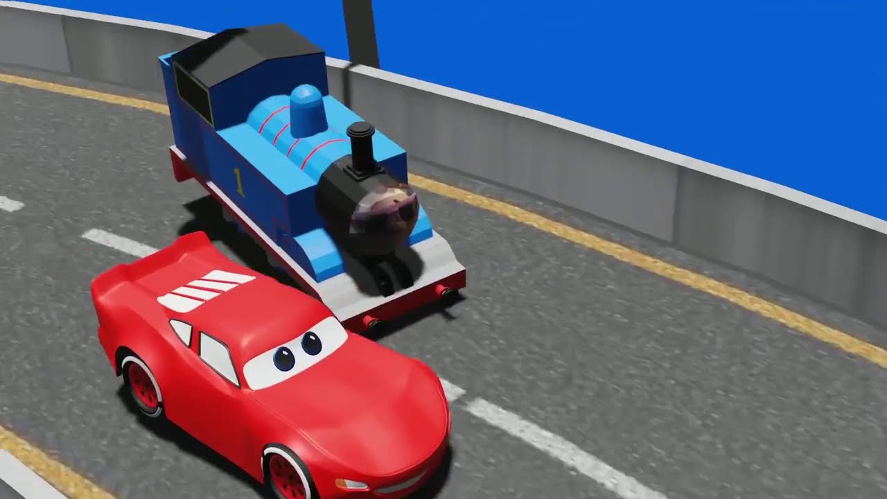 Lightning Mcqueen Racing Thomas the Tank Engine: Blender 3D animation ...