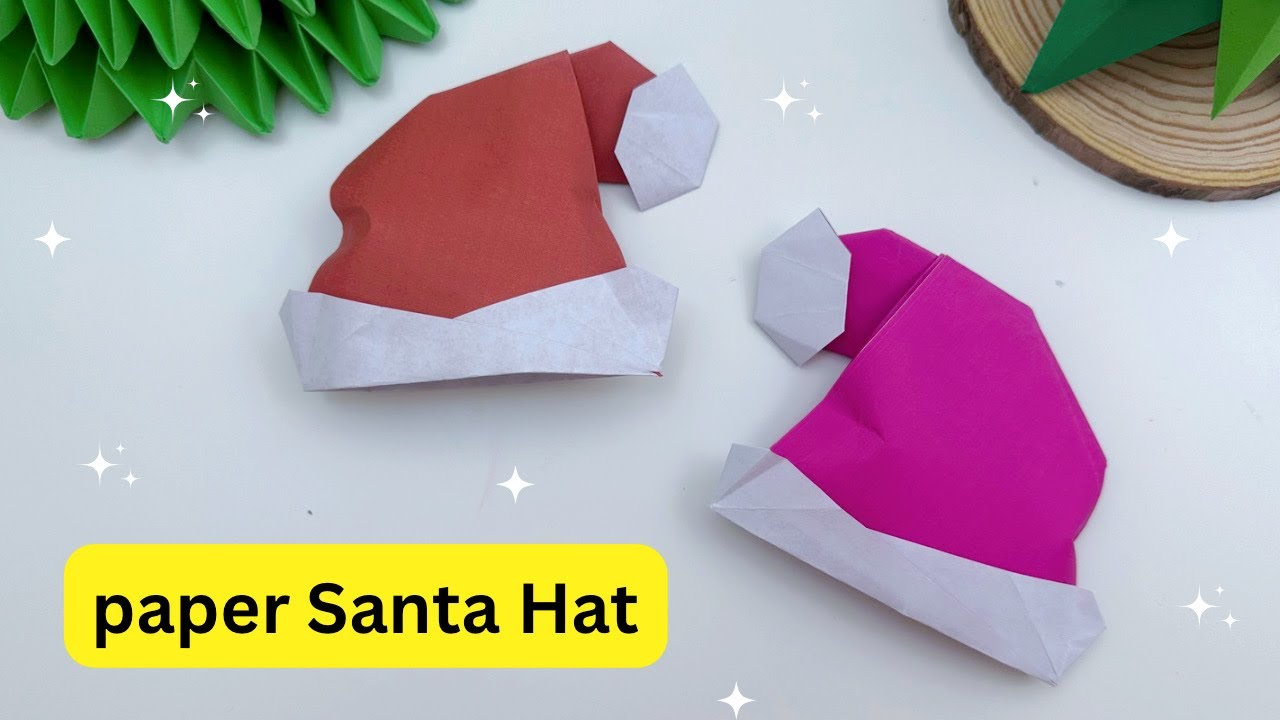 DIY Paper Santa Clause Hat For Kids / Christmas Paper Crafts / Paper ...