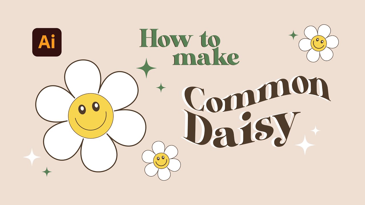 Illustrator Tutorial: How to make flowers in illustrator (Common Daisy ...