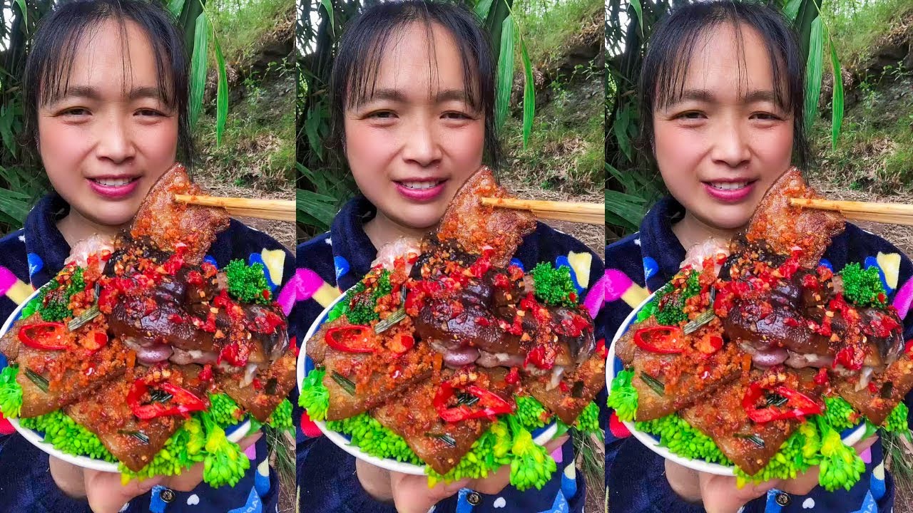 Rural Sister Liu: Fried pork with slag and sea pepper, glutinous pig's ...