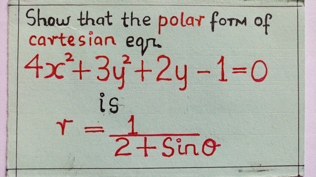 From Cartesian Equation to Polar Form - YouTube
